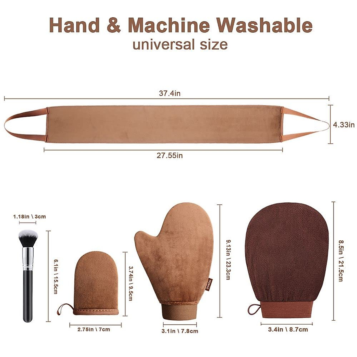 Self Tanning Mitt Applicator Kit - Sanfery 5 Pack Tanning Mitts Self Tanner Mitt Applicator Kit Self Tan Mitt Kit with Tanning Glove, Back Applicator, Mini Tan Mit, Exfoliating Mitt, Brush