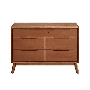 MUSEHOMEINC Mid Century Dresser for Bedroom,Wood Dressers & Chests of Drawers, Clothes Storage Cabinet, 3 Tier Storage Organizer,5 Drawer Dresser for Closet/Living Room/Hallway/Nursery, Walnut