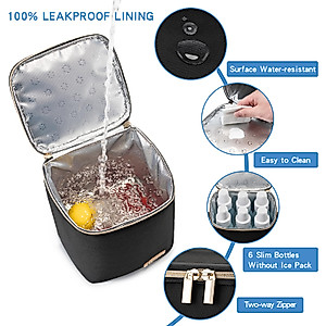BABEYER Breastmilk Cooler Bag with Ice Pack Fits 4 Baby Bottles Up to 9 Ounce, Baby Bottle Cooler Bag Suitable for Nursing Mom Daycare, Black