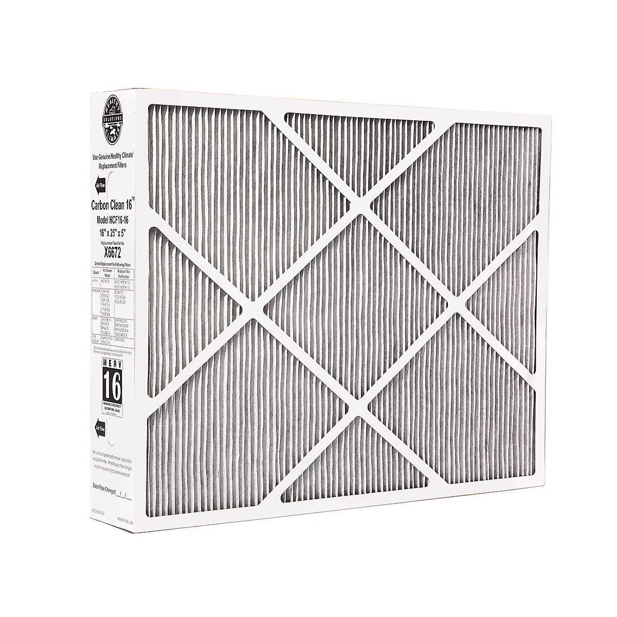 Lennox X6672 16x25x5 Furnace Filter, Merv 16 Carbon Clean Home Air filter for HVAC system 2 Pack with Cleaning Cloth