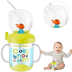 Txkrhwa Baby Drinking Cup with Straw Cute Whale Squirt Water Cup 220ML Portable Diving Water Cup Creative Colorful Toddler Cups Baby Drinking Cup for Kids Boys Girls(Light green)
