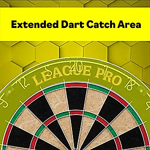 Viper League Pro Regulation Bristle Steel Tip Dartboard Starter Set with Staple-Free Bullseye, Radial Spider Wire, High-Grade Sisal with Rotating Number Ring, Chalk Cricket Scoreboard, Steel Tip Darts