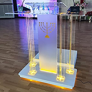 Fixturedisplays® Lighted Led Podium Acrylic Pulpit Wood Deluxe Lectern 39.4 X 17.7 X 43" Churches Synagogue Temple Event Debate 21061