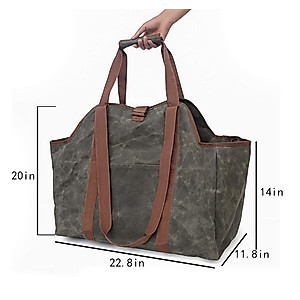 Waterproof Wood Carrier Storage Bag Durable Firewood Large Tote Bag for Garden Backyard Pit Outdoor