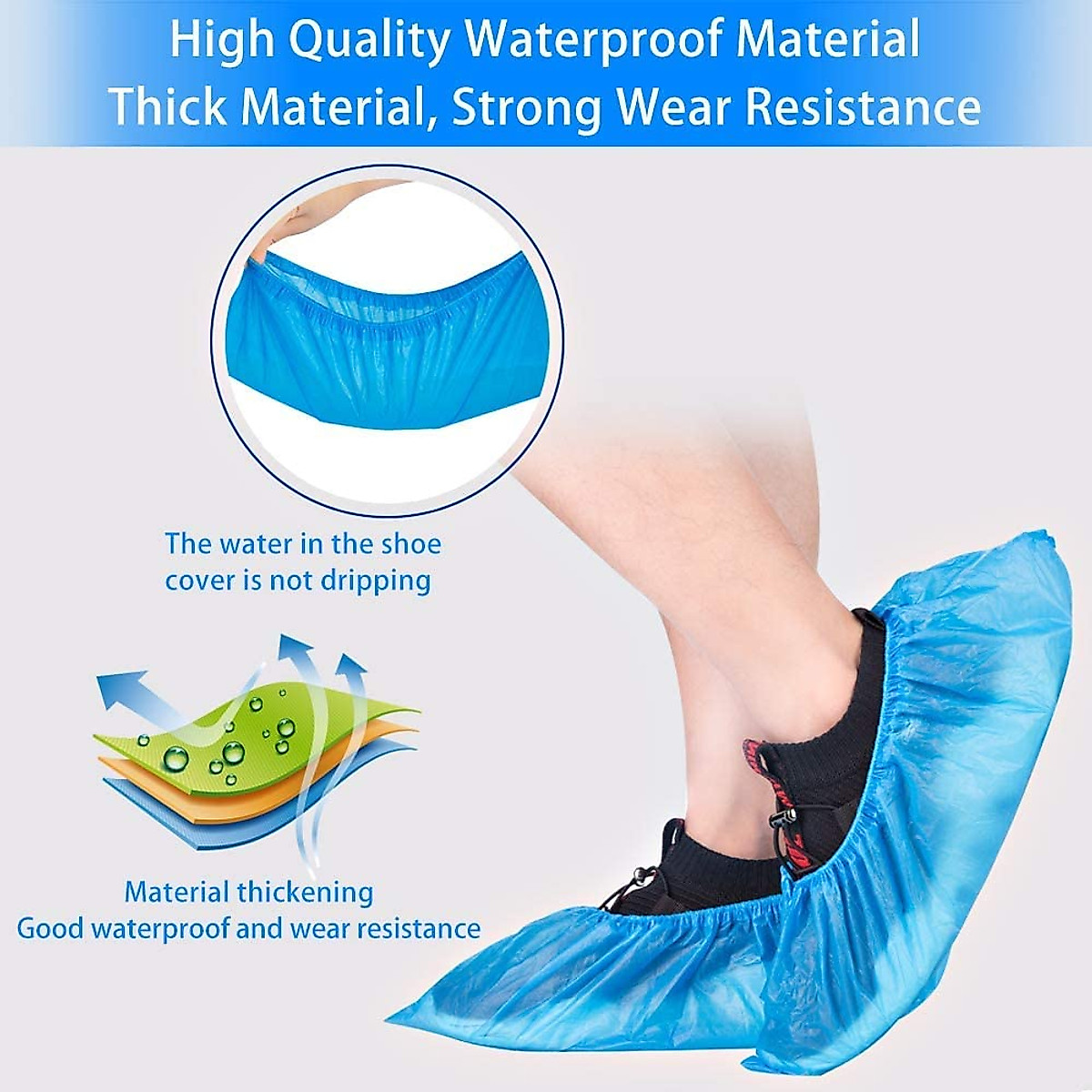 Disposable Shoe & Working Boot Covers by P&P Medical Surgical Waterproof Durable Non-Slip Resistant Polypropylene for Offices Indoor Carpet Protection One Size for Indoors and outdoors 100 (50 pairs)