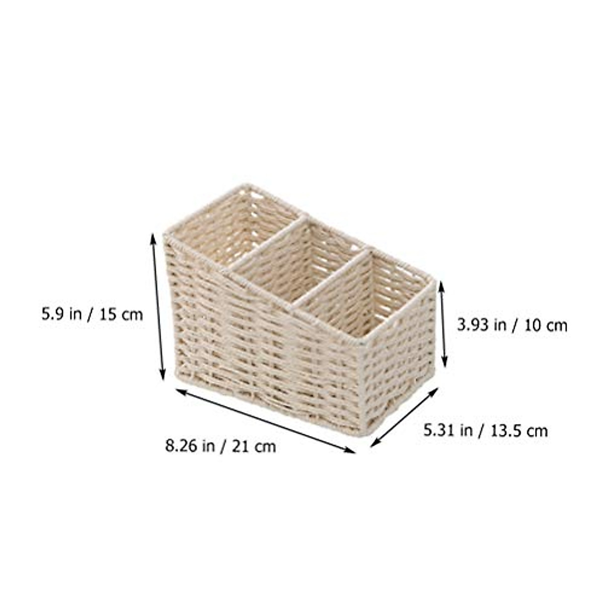 DOITOOL Wicker Storage Basket with 3- Compartment Magazine Hyacinth Basket Weave Organizer Baskets Desktop Storage Box Sundries Container Desk Basket Bins for Bathroom Office