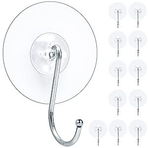 Large Adhesive Hooks 22lb (Max), 12 Pack Transparent Waterproof Big Wall Hook for Hanging Heavy Duty, Rustproof Stainless Steel Towel and Coats Hooks for Kitchen, Bathroom, Home and Office