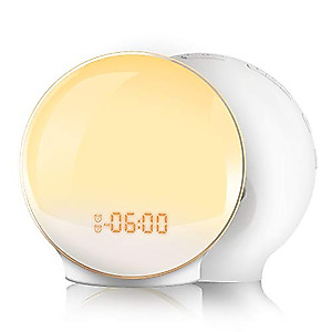 TITIROBA Wake Up Light, Sunrise Alarm Clock Radio, Bedside Lamp with Sleep Aid, Dual Alarms, Snooze, Colorful Lights, Natural Sounds for Kids Adults Bedroom