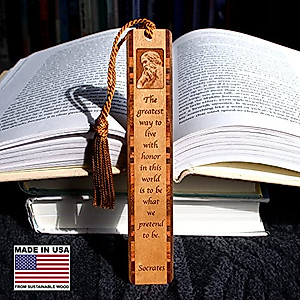 Socrates How to Live with Honor Quote, Engraved Wooden Bookmark - Also Available with Personalization - Made in USA