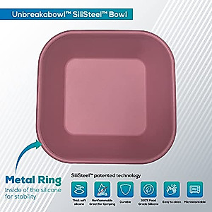 BraveJusticeKidsCo. | SiliSteel™ UnBreakabowl™ Microwave Safe Silicone Bowl | Unbreakable Dinnerware | Family All Ages (Dusty Rose)