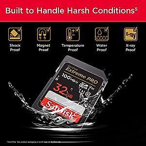 SanDisk 32GB Extreme PRO SDHC UHS-I Memory Card - C10, U3, V30, 4K UHD, SD Card - SDSDXXO-032G-GN4IN