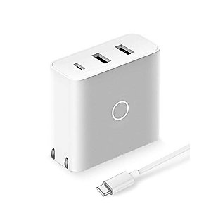 ZMI zPower 3-Port Travel Charger with 25W PPS Support: 45W USB-C PD and 18W-Split Dual USB-A Wall Charger (White) [Note: This is Not a 45W PPS Charger for Galaxy Note10+]