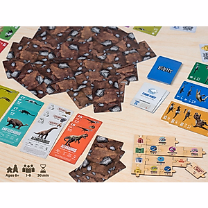 Fossil Canyon Deluxe Edition | Dinosaur Paleontology Family Game | Play Competitively, Cooperatively, or Solo | 1-6 Players, Ages 6 and Up | Field Museum Science Booklet Included
