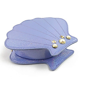 Hologram Laser Shell Shoulder Bags Pearl Cross-body Chain Purse Bags for Womens(Purple)