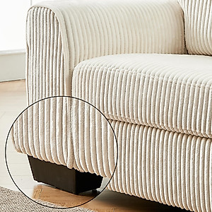 Mangodan 70" Corduroy Modern Loveseat Sofa Couch, Cozy Comfy Overstuffed Loveseat Couch Sofa with Square Wide Armrest, Extra Deep Seat Loveseat Couches for Living Room, Beige