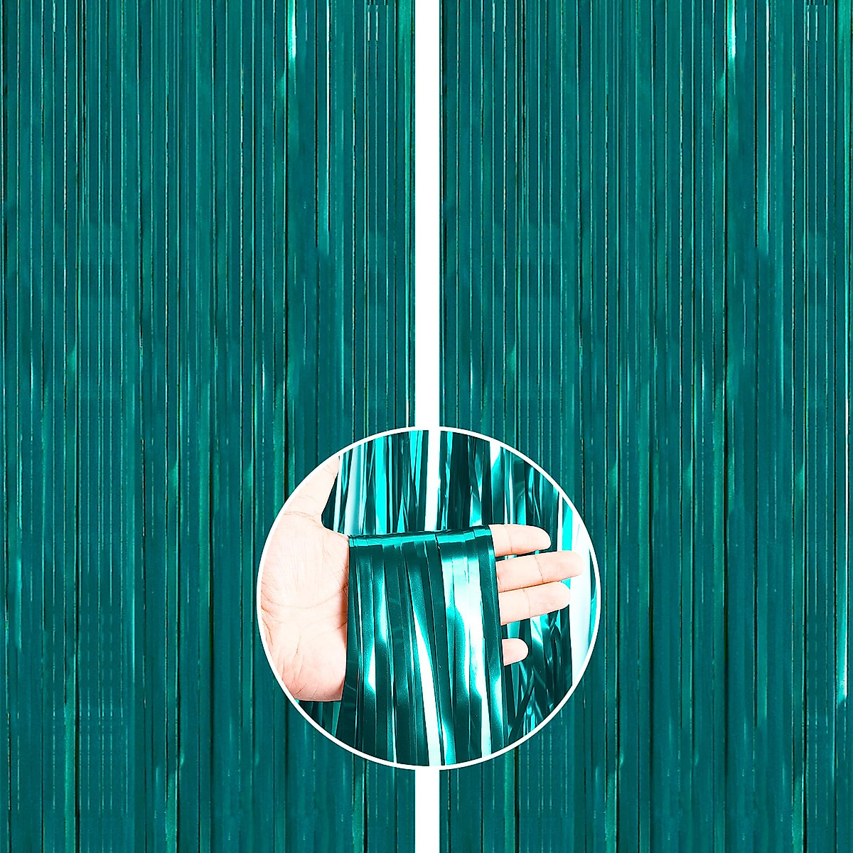 PartyWoo Foil Curtain 2 pcs, 3.3x6.6 ft Metallic Peacock Blue Tinsel Curtains, Backdrop Curtain, Foil Fringe Curtains, String Curtain, Birthday Decorations, Party Backdrop, Wedding Backdrop