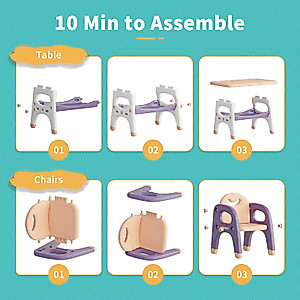 Toddler Table and Chair Set, Kids Table and Chairs with Storage Space and 2 Chairs, Toddler Chair and Table Set for 1-6, Toddler Table and Chairs for Playroom, Bedroom, Kindergarten, Nursery (Pink)