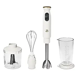 Beautiful Immersion Blender with 500ml Chopper and 700ml Measuring Cup, by Drew Barrymore (White Icing)