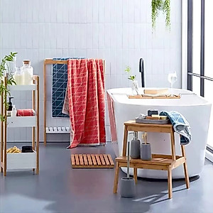 Bamboo Two Step Stool for Adults & Kids, Versatile as Kitchen Step Stool, Bedside Step Stool, Closet Step Stool, Safety & Stability, 300lbs Capacity (Updated Model)