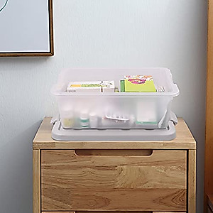 Teyyvn 14 L Clear Storage Box, 2-Pack Plastic Storage Bin with Gray Lid