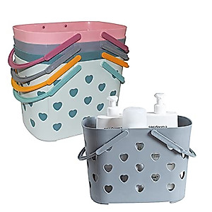 WeiMeet 4 Pieces Portable Shower Caddy Basket Bathroom Shower Organizer Basket Organizer Bin Plastic Storage Caddy Basket with Handle for College, Dorm, Bathroom, Garden, Cleaning Supplies