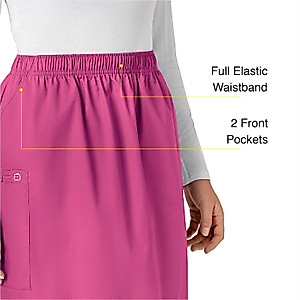 WonderWink WonderWORK Women’s Pull-On Cargo Skirt — Fuchsia, X Small