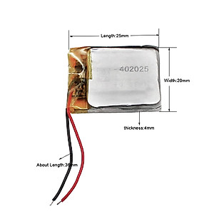 JIATONG 3.7V 402025 140mAh Battery Lipolymer for MP3 MP4 Reader Handset Pack of 2