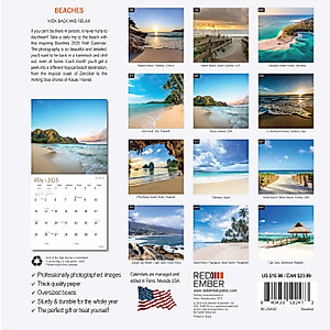 RED EMBER Beaches 2023 Hangable Monthly Wall Calendar | 12" x 24" Open | Thick & Sturdy Paper | Giftable | Beautiful Tropical Scenic Vacation Nature Photography