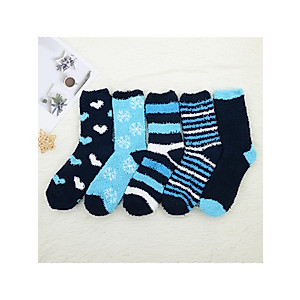 Century Star Womens Fuzzy Socks Super Soft Fluffy Socks Warm Cozy Socks Slipper Socks Sports Athletic Socks Gifts Socks For Christmas 5 Pairs Black Blue One Size