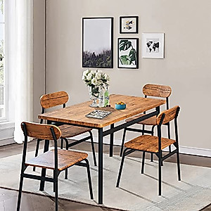 AWQM 43 Inch Dining Table Set for 4,Rectangular Table with 4 Chairs Set,5-Piece Kitchen Table Set for Dining Room,Small Space,Breakfast Nook and Apartment,Indoor Use,Oval Backrest Brown