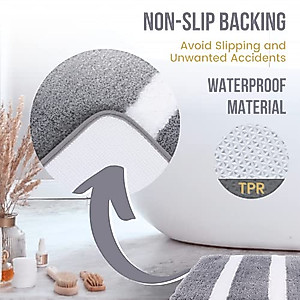 BLOOMTIDE Microfiber Luxury Bathroom Rugs Mat, 16"x24", Extra Soft, Absorbent Bath Rugs, Non-Slip, and Machine Washable Dry Bath Mats for Bathroom Floor, Tub and Shower, Grey