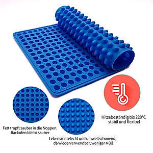 Silicone baking mat, 1.2 cm baking mat dog biscuits, multi-purpose silicone mat for oven, heat-resistant & food-safe, Bpa-free (Blue & Red)