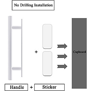 kwa heri 8 Pack Self-Stick Push Pull Helper White Hidden Cabinet Handle ABS Plastic Door Window Wardrobe Handle Instant Cabinet Drawer Furniture Handles (8, White)