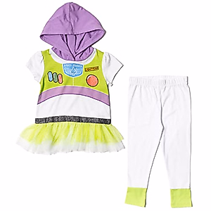 Disney Pixar Toy Story Buzz Lightyear Toddler Girls Cosplay T-Shirt Dress and Leggings 3T