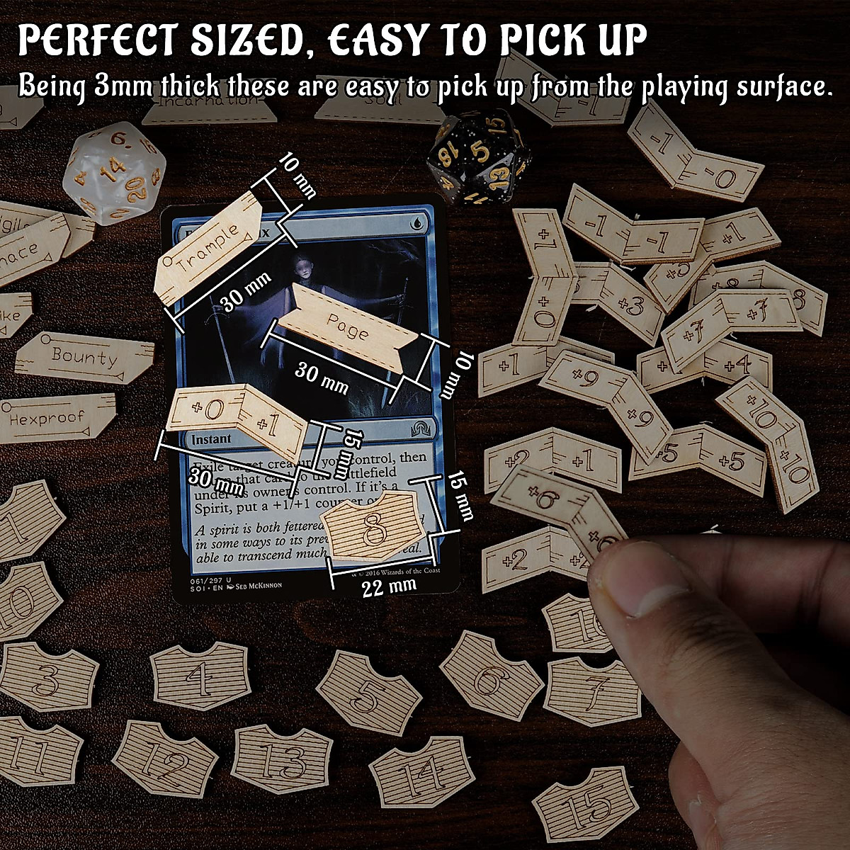 Ability, Loyalty and +1/+1 Counters Set of 194 Wood Keyword, Magic Tokens Compatible with Magic The Gathering, MTG