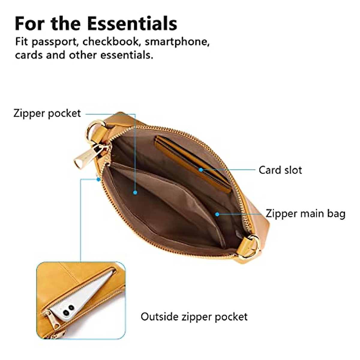 WESTBRONCO Small Crossbody Bag for Women Vegan Leather Wallet Purses Satchel Shoulder Bags Wristlet Clutch Handbags Yellow