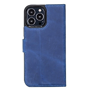 Venito Ravenna Slim Magic Leather Wallet Case for iPhone 13 Pro Max (6.7 in) with a Magnetic Flip & Four Card Slots and a Bill Pocket & Lightweight Frame (Antique Dark Blue)
