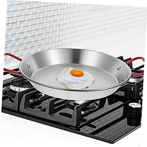 IMIKEYA Kitchen Supplies Stir Frying Pans with Steamer Enameled Steel Paella Pan Wok Frying Pan Cooking Pan Frypan Non Stick Fry Pan Stainless Cookware Non Stick Paella Pan Skillet Silver