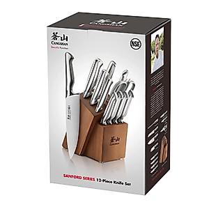 Cangshan Sanford Series 1027150 German Steel 12-Piece Knife Block Set, Acacia