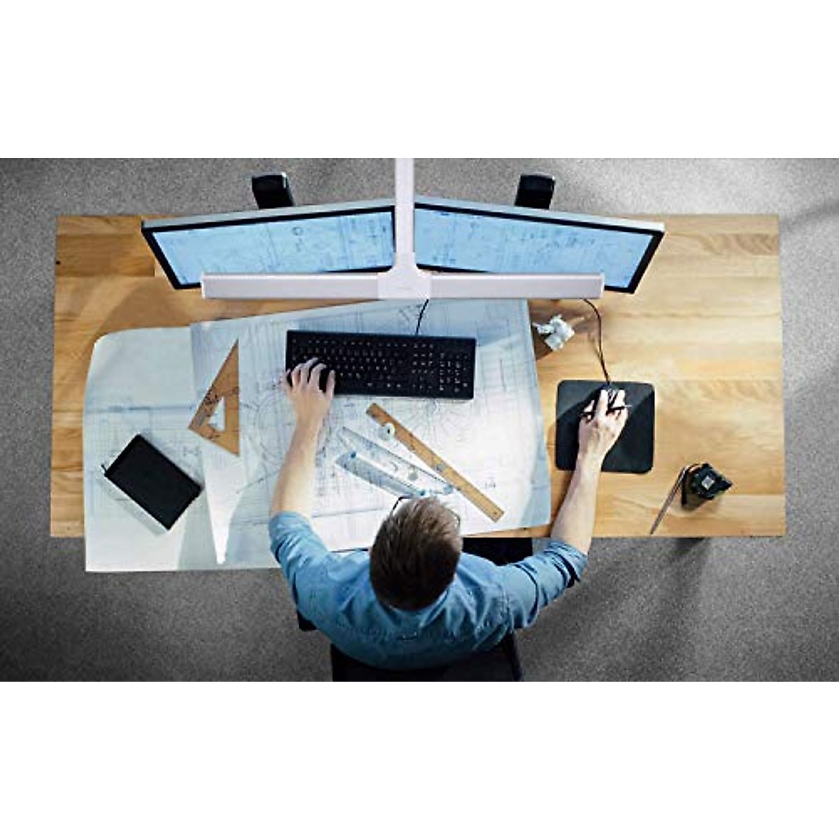 PHIVE LED Task Lamp, 20 Watt Super Bright Desk Lamp with Clamp, Dimmable Gooseneck Monitor Lamp(4 Color Modes, 5-Level Dimmer, Memory Function, Highly Adjustable Office Light/Workbench Lamp) Silver
