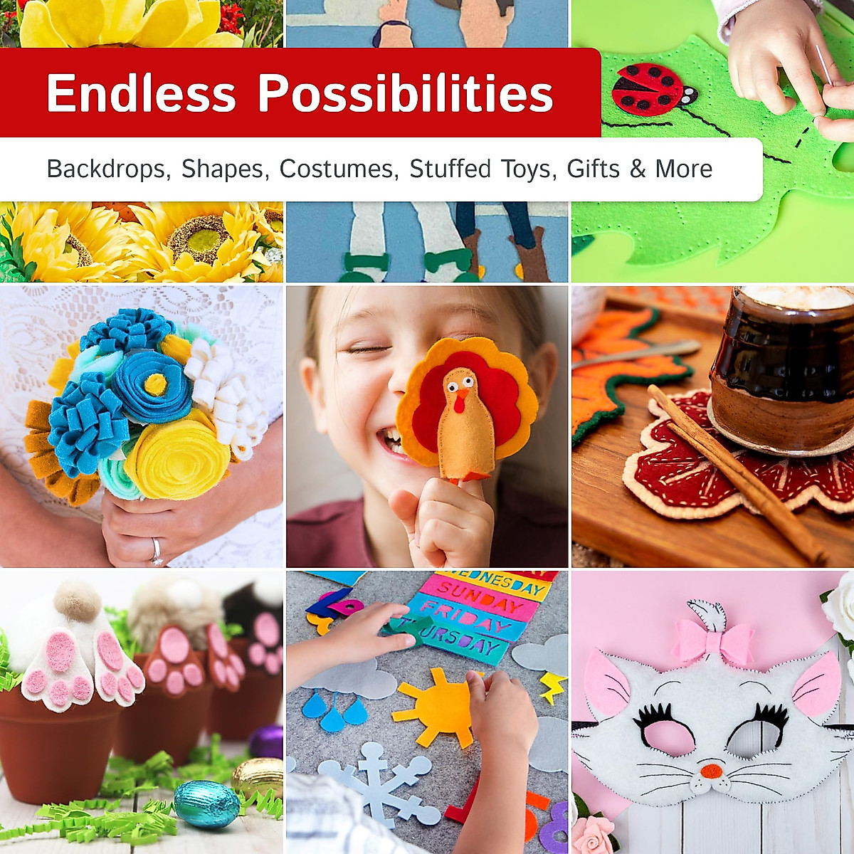 The Felt Store Craft Felt Assorted Sheets - 9" x 12" - 25-Piece Pack- Craft Fabric for DIY Arts & Crafts, Decorations - Soft and Durable Craft Felt - Crafting & Embroidery Material – Charcoal