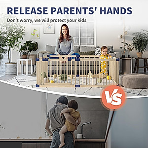 Linor Baby Playpen, Wooden Baby Playpen with Safety gate, 70.8"x59" Extra Large Playpen for Babies and Toddlers, Baby Play Yards, Playpen for Twins, Children, 100% Natural Wood