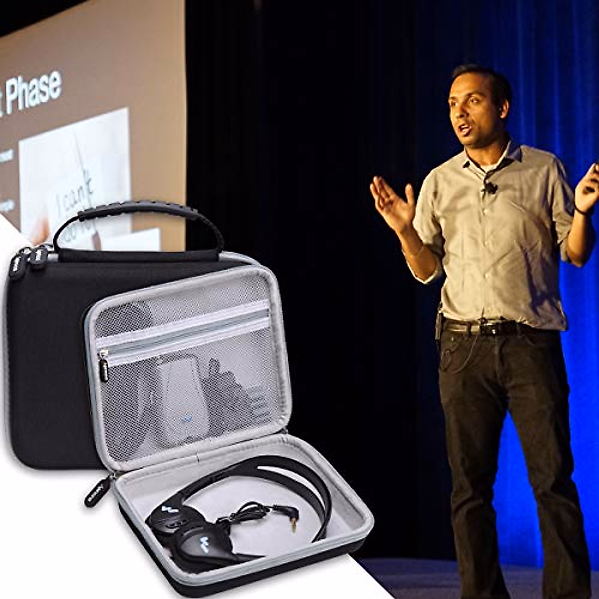 Aproca Hard Travel Storage Carrying Case for Williams Sound PKT D1 EH Pocketalker Ultra Duo Pack Amplifier Headphone