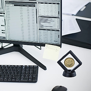 Coin Holder Ornament Display Stand 10-Piece Set – Challenge Coin Display Jewelry Holder – Elegant Black Clear Display Case Protects Against Dust, Splashes