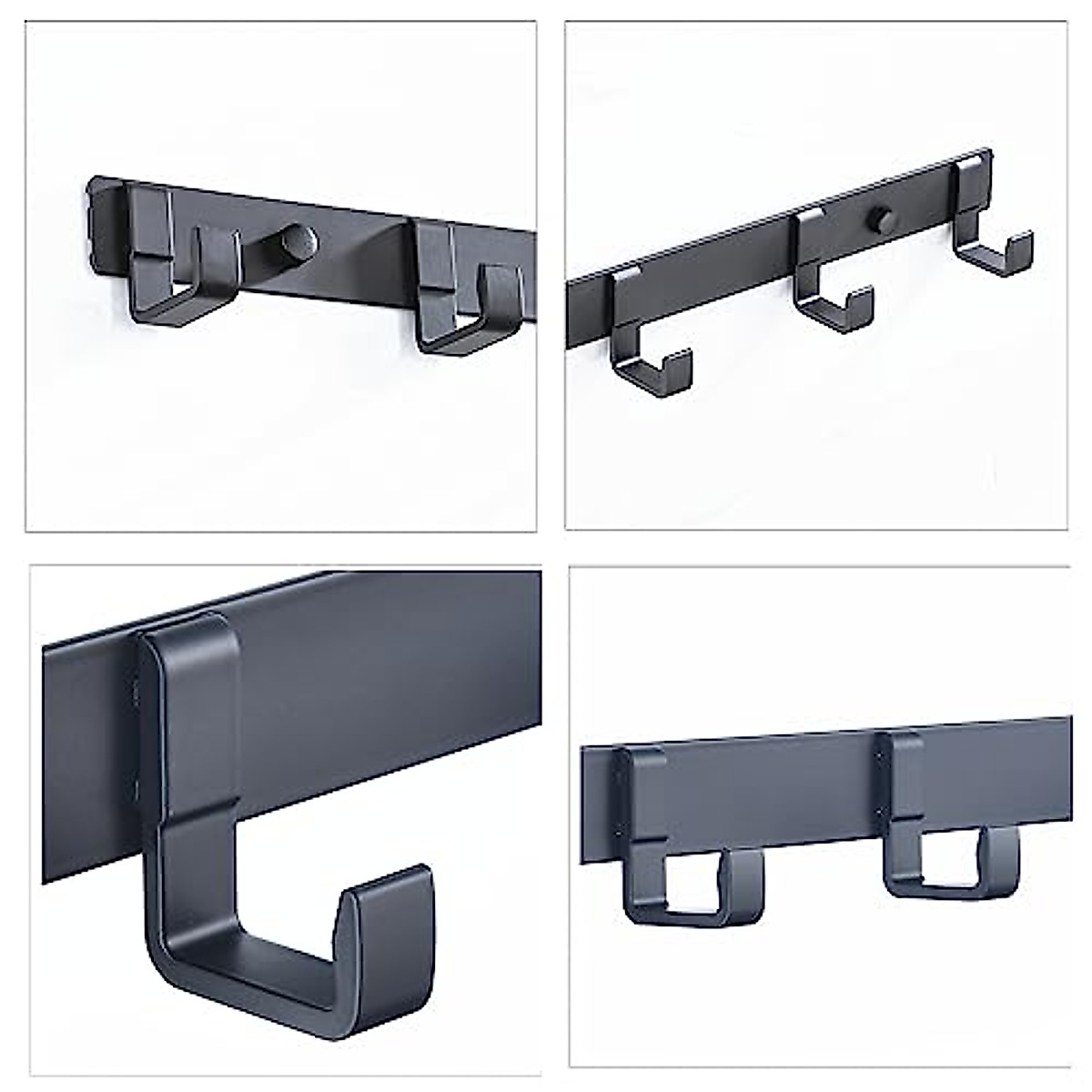 Jiafengyuan 2 Pack Hat Rack Key Hook Bathroom Hook Door Hanger Hook Wall Coat Rack Coat Hooks Wall Hook Wall Mounted Aluminum Alloy Hook Rack for ClothesTowel Rack (5 Hooks Black)