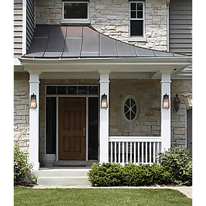 KSANA Outdoor Light Fixtures Wall Mount, Rust-Proof Metal Exterior Light Fixture with Seeded Glass, Outdoor House Lights for Porch, Patio, Doorway, Garden, Yard, Garage, Black Finish