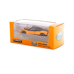 Pagani Zonda Cinque Arancio Saint Tropez Orange Metallic and Black Global64 Series 1/64 Diecast Model Car by Tarmac Works T64G-TL021-OR