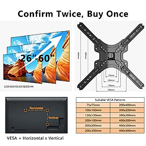 Nuyoah Full Motion TV Wall Mount for Most 26-55 Inches LED OLED 4K TVs, TV Brackets for Wall Mount Swivel Tilts Extension with Perfect Center Design, Articulating Mount Max VESA 400x400mm Up to 77lbs