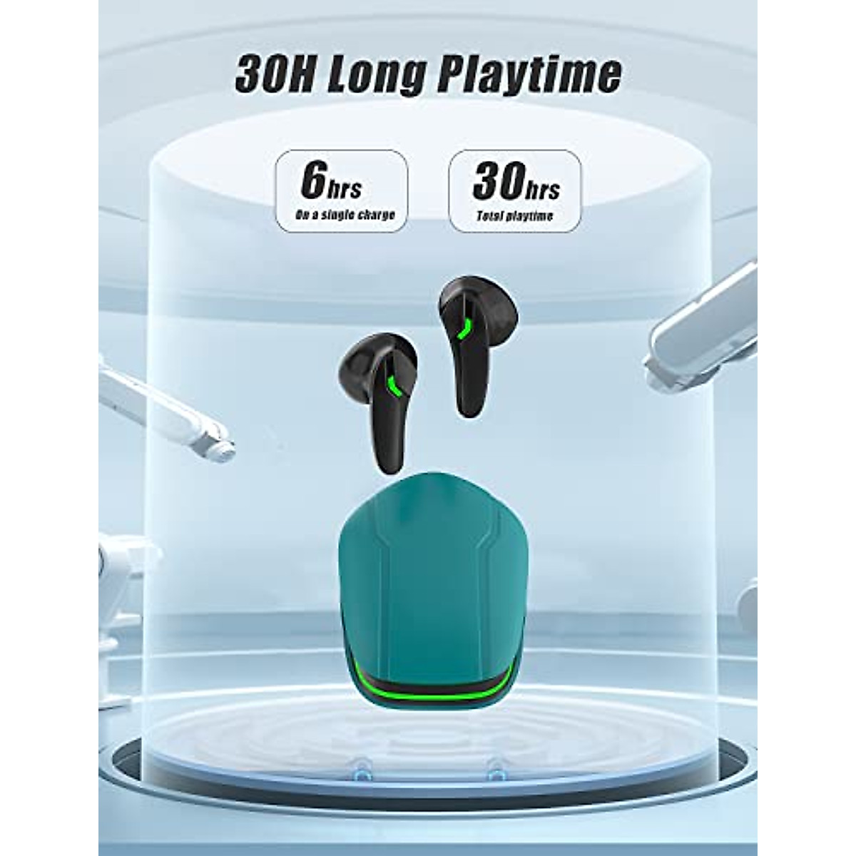 ZBC Earbuds Wireless Bluetooth in-Ear Headphones with 4 Microphones ENC Noise Cancelling Clear Calls Wireless Ear Buds 30H Playback IPX5 Waterproof Sports Stereo Earphones for iPhone Android (Green)