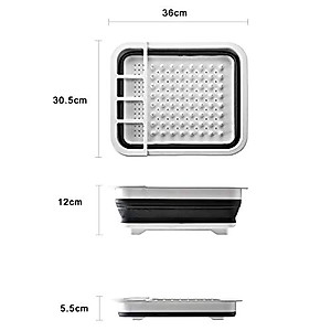 Multifunction KitchenDrying Collapsible Dish Drainer Rack Folding Bowl Drain Rack Tableware Holder Fruit Basket Organizer (Gray)